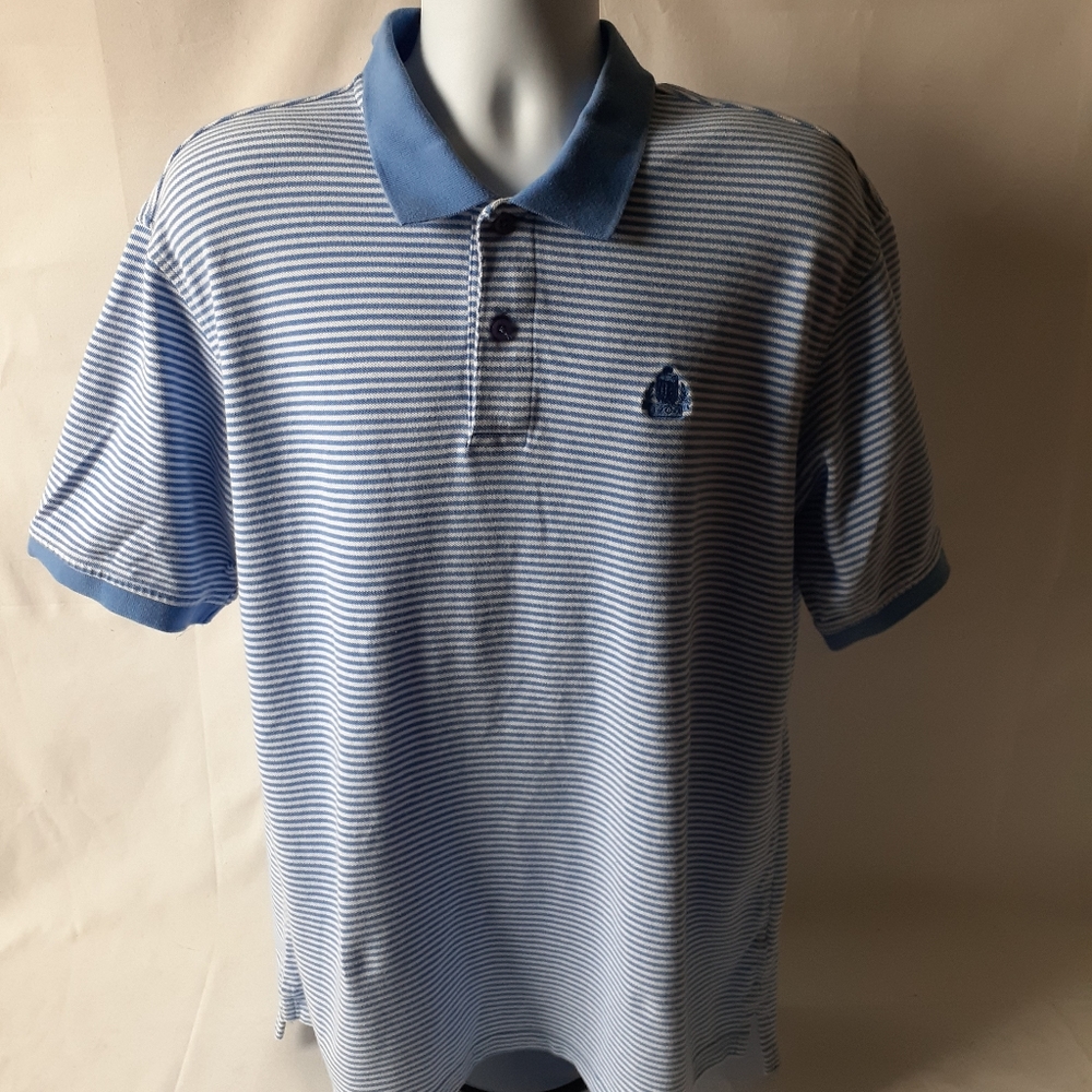 Izod Men's Blue Striped Polo Shirt - Gem